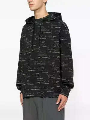 Emporio Armani Logo Pattern Drawstring Hoodie