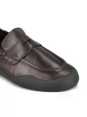 Prada Leather Penny-slot Sneakers - Brown