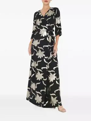 CHARLOTTA GANDOLFO Floral Jacquard Wrap Maxi Dress