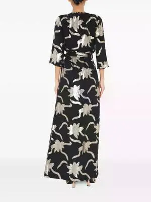 CHARLOTTA GANDOLFO Floral Jacquard Wrap Maxi Dress