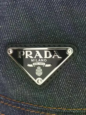 Prada 2010s Logo Plaque Denim Bucket Hat