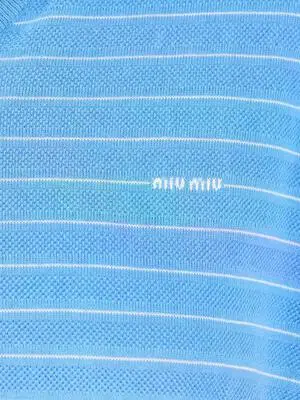 Miu Miu Striped V-neck Polo Sweater