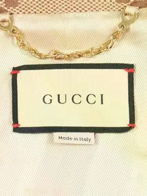 Gucci Jumbo Gg Canvas High Neck Zip Up Jacket - Neutrals