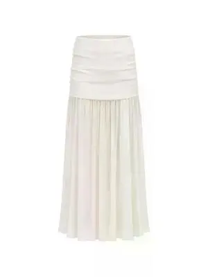 PETAR PETROV Ruched Silk Maxi Skirt - Neutrals
