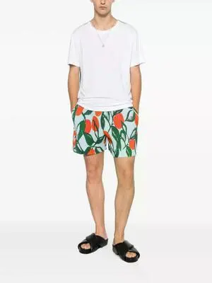Issey Miyake Pleated Fruit Print Shorts - Blue