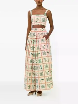 Agua Bendita Cropped Top With Floral Embroidery