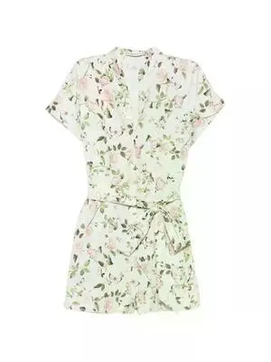Alice + Olivia Floral Print Belted Playsuit - Green