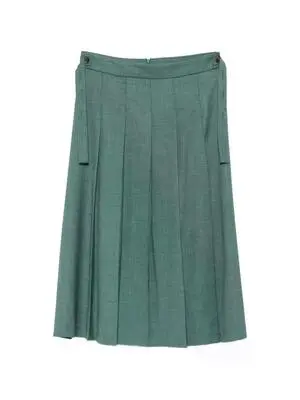 VICOLO Pleated Midi Skirt - Green