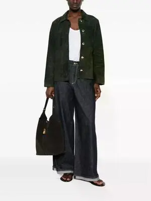 Max Mara Suede Button-fastening Jacket - Green