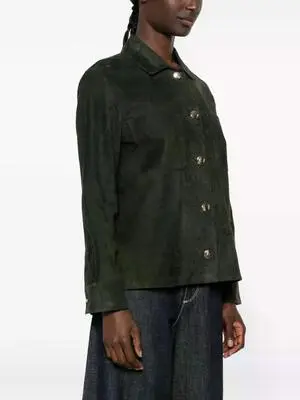 Max Mara Suede Button-fastening Jacket - Green
