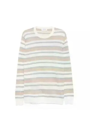 GRAN SASSO Striped Crew Neck Sweater - Neutrals