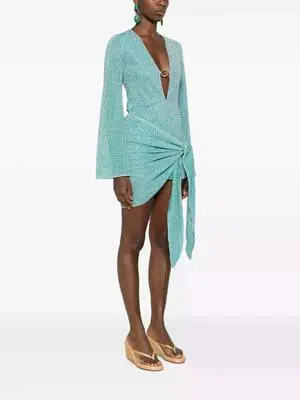 Oseree Lumiére Ring Detail Knotted Mini Dress - Blue