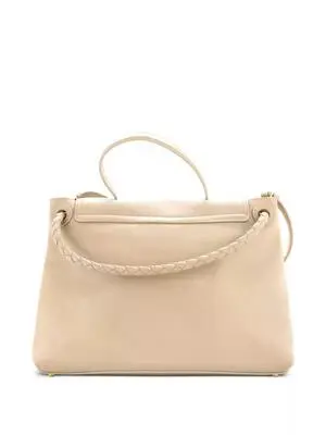 Bottega Veneta Leather Top Handle Bag With Intrecciato Detail - Neutrals