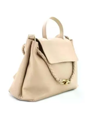 Bottega Veneta Leather Top Handle Bag With Intrecciato Detail - Neutrals