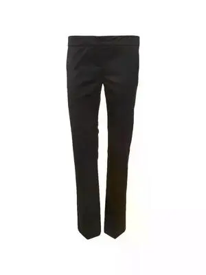 Burberry Gabardine Satin-trim Straight-leg Trousers - Black