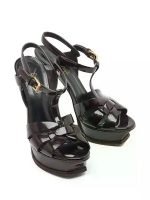 Saint Laurent Tribute Patent Leather Platform Stiletto Sandals
