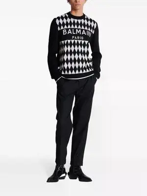 Balmain Diamond Paris Wool Jacquard Jumper