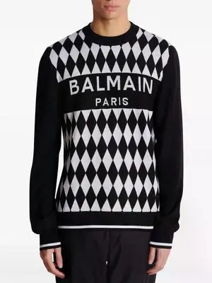 Balmain Diamond Paris Wool Jacquard Jumper