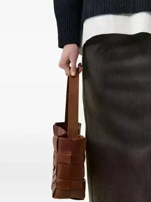 ST. AGNI Woven Mini Tote Bag - Brown