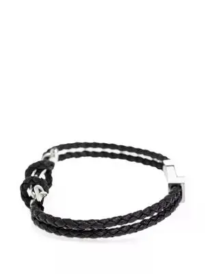FERRAGAMO Gancini Braided Leather Bracelet