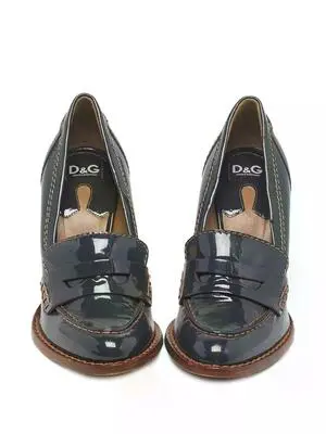 Dolce & Gabbana Patent Leather Penny Strap Loafer Pumps