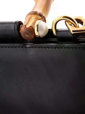 Gucci Nymphaea Top Handle Bag Leather Small Satchel - Black