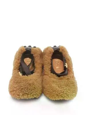 TOD'S Shearling Ankle-strap Ballet Flats