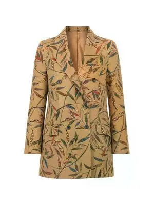 IBRIGU Double-breasted Leaf-print Coat