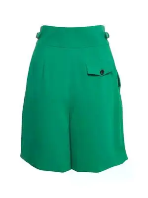 Emporio Armani Pleated Crepe Shorts With Buckled Side Tabs - Green