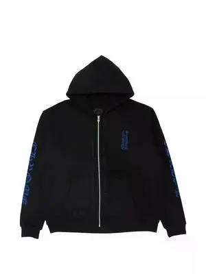 Chrome Hearts Logo Print Zip-up Hoodie - Black
