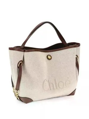 Chloé Logo Print Tote Bag - Neutrals