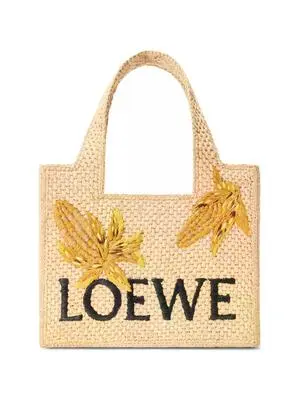 Loewe Small Logo-embroidered Woven Tote Bag - Neutrals