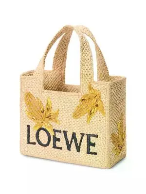Loewe Small Logo-embroidered Woven Tote Bag - Neutrals