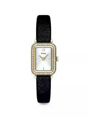 Fossil Raquel Rectangular Watch With Crystal-embellished Bezel - Silver