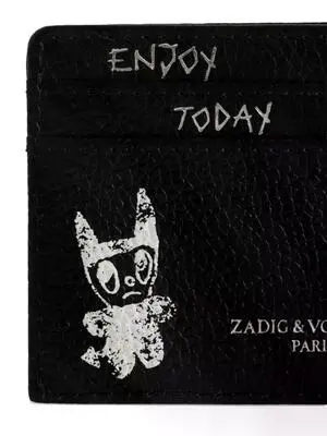 Zadig&Voltaire Graffiti-print Leather Cardholder