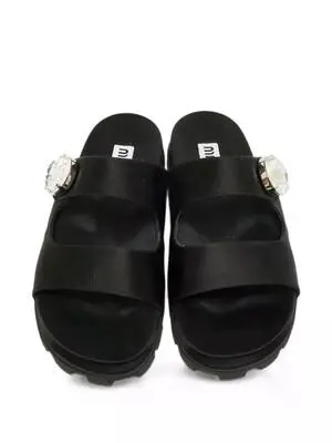 Miu Miu Satin Crystal Embellished Flat Sandals