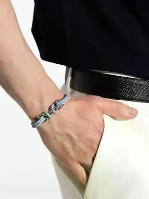 FERRAGAMO Gancini Braided Leather Bracelet