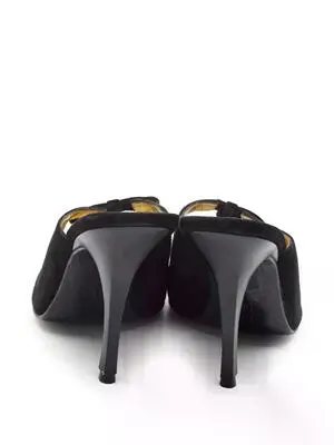 FERRAGAMO Suede Bow Detail Heeled Pumps