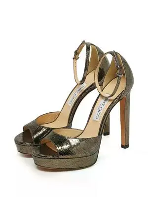 JIMMY CHOO Metallic Leather Platform Sandals