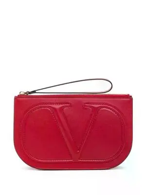 Valentino Garavani Vlogo Walk Calfskin Pouch - Red
