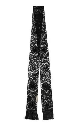 Valentino Garavani Long Fringed Lace Scarf - Black
