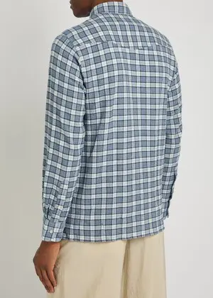 Officine Générale Arsene Checked Waffle Stretch-cotton Shirt