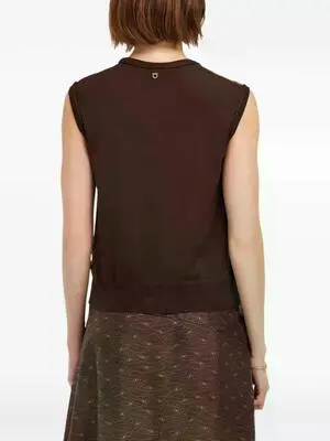 FERRAGAMO Sleeveless Knit Top With Silk Panel