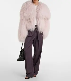 Attico Pleated Virgin Wool Wide-leg Trousers