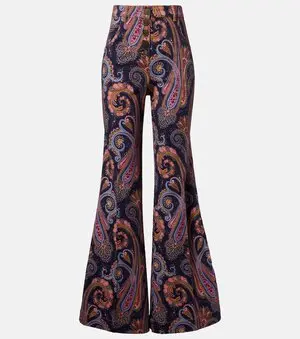 Etro Paisley Cotton-blend Flared Trousers