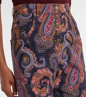 Etro Paisley Cotton-blend Flared Trousers