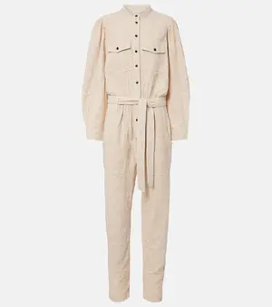 MARANT ETOILE Kellen Embroidered Cotton Jumpsuit - Beige