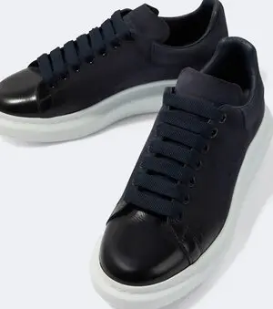 Alexander McQueen Oversized Suede-trimmed Leather Sneakers - Blue
