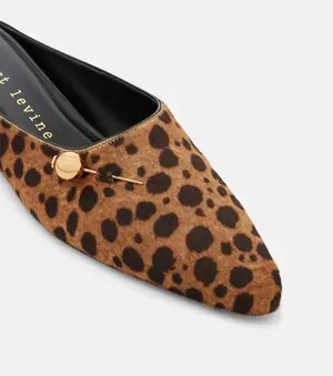 HERBERT LEVINE Cheetah-print Calf Hair Mules - Beige