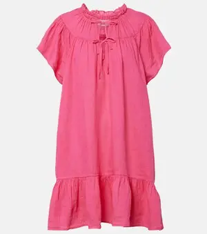 Velvet By Graham & Spencer Livvy Tiered Linen Minidress - Pink